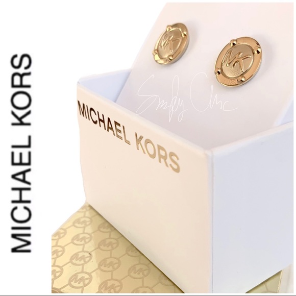 Michael Kors | Jewelry | Nwt Authentic Mk Gold Tone Logo Stud Earrings ...